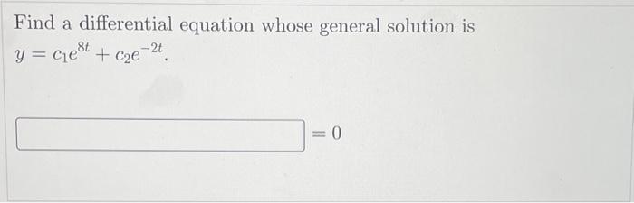 Solved Find a differential equation whose general solution | Chegg.com