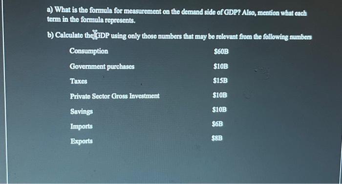 Solved a) What is the formula for measurement on the demand | Chegg.com