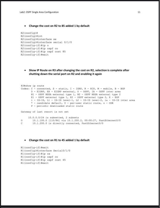 Solved Lab2: O5PF Single Area Configuration 1 - Selecting | Chegg.com