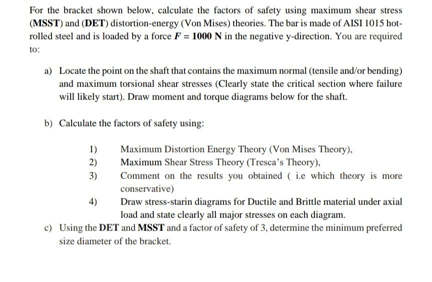 Solved For the bracket shown below, calculate the factors of | Chegg.com
