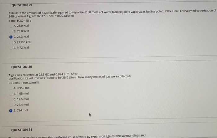 Solved QUESTION 29 Calculate the amount of heat (Kcal) | Chegg.com