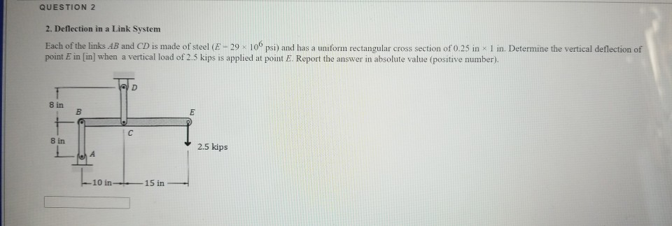 Solved QUESTION 2 2. Deflection in a Link System Each of the | Chegg.com