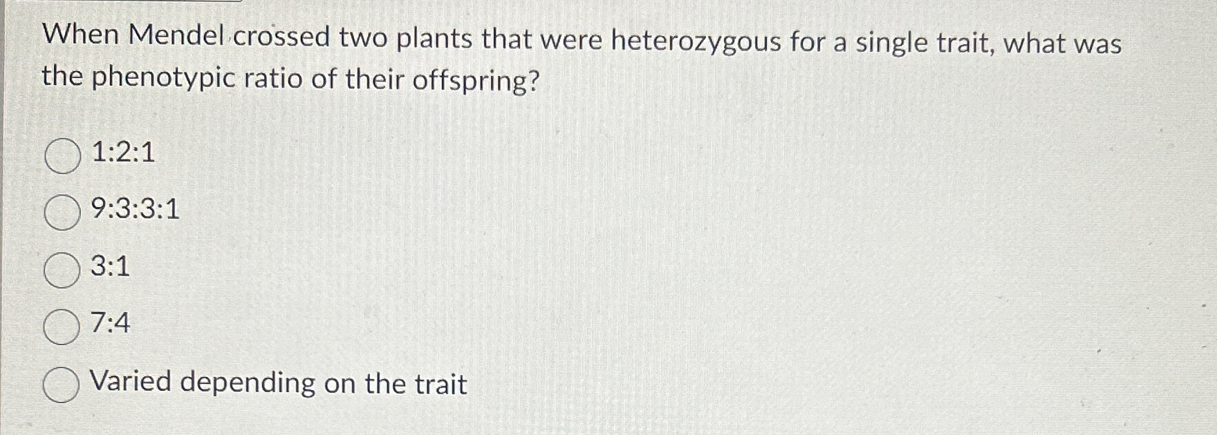 Solved When Mendel crossed two plants that were heterozygous | Chegg.com