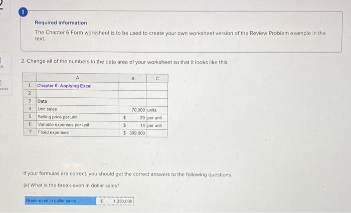 Solved Required information The Chapter 6 Form worksheet is | Chegg.com
