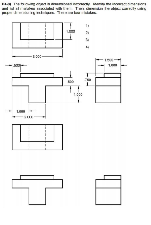 Solved P4-8) ﻿The following object is dimensioned | Chegg.com