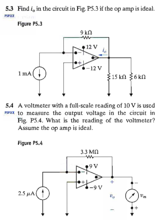 5.3 ﻿Find io ﻿in the circuit in Fig. P5.3 ﻿if the op | Chegg.com