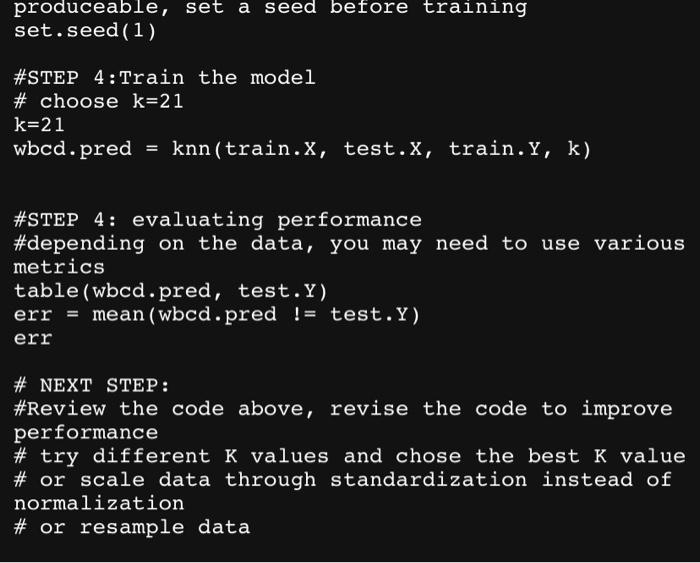 Solved \# knn method in R \# data set:breast cancer | Chegg.com