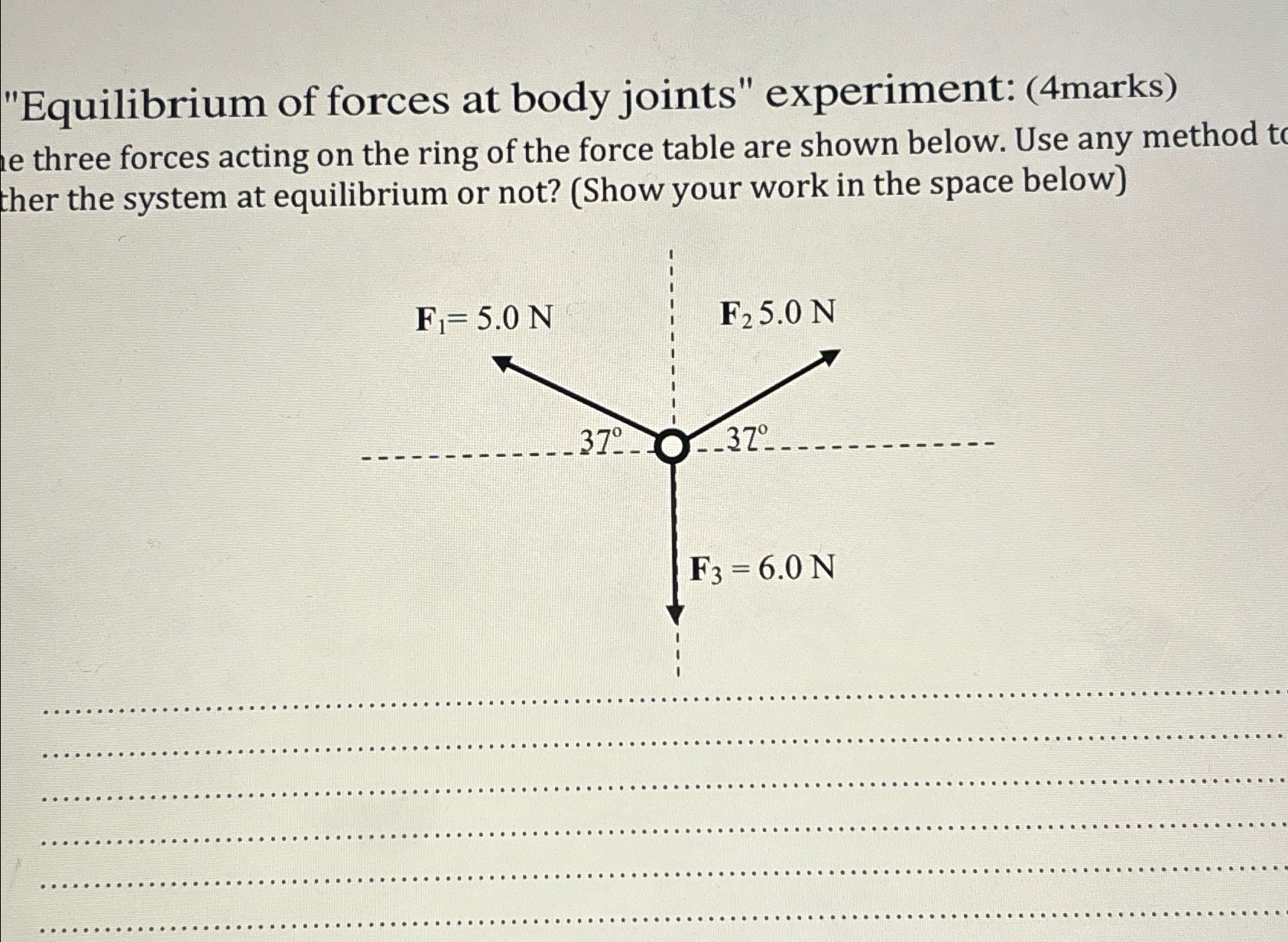 Solved "Equilibrium of forces at body joints" experiment: | Chegg.com