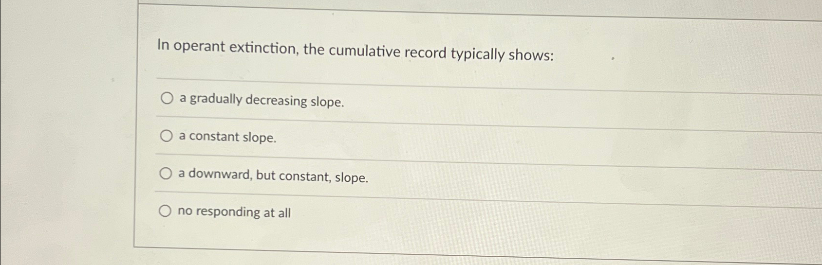 Solved In operant extinction, the cumulative record | Chegg.com