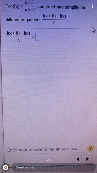 Solved X-5 For f(x) = + g, construct and simplify the | Chegg.com