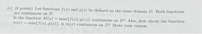 Solved (c) (8 points) Let functions f(x) and g(x) be defined | Chegg.com