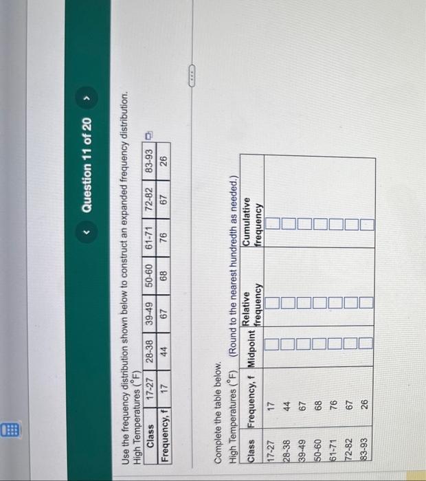 Solved Use the frequency distribution shown below to | Chegg.com