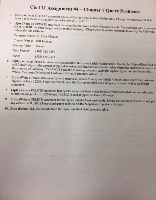 Solved Cis 111 Assignment 4 Chapter 7 Query Problems 4 