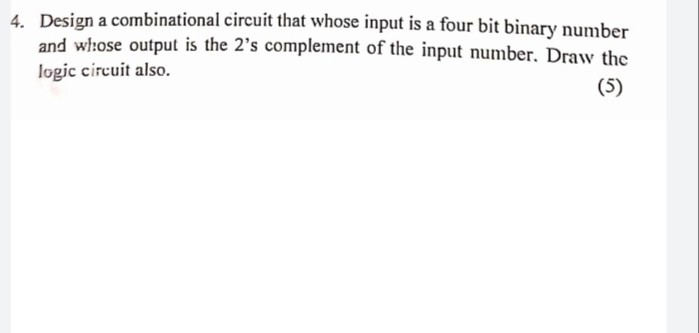 Solved 4. Design a combinational circuit that whose input is | Chegg.com