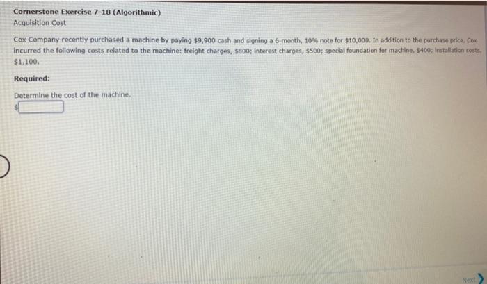 Solved Cornerstone Exercise 7 18 (Algorithmic) Acquisition | Chegg.com