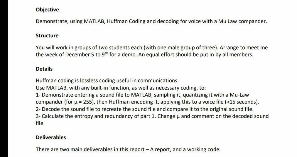 Solved Objective Demonstrate Using Matlab Huffman Coding 3773