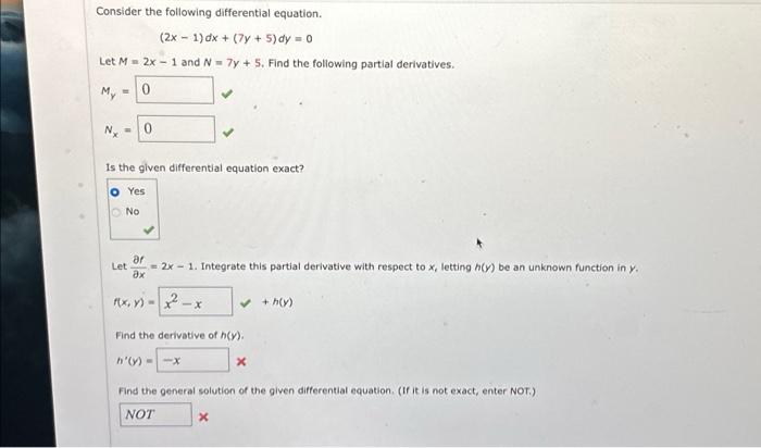 Solved Consider the following differential equation. (2x - | Chegg.com