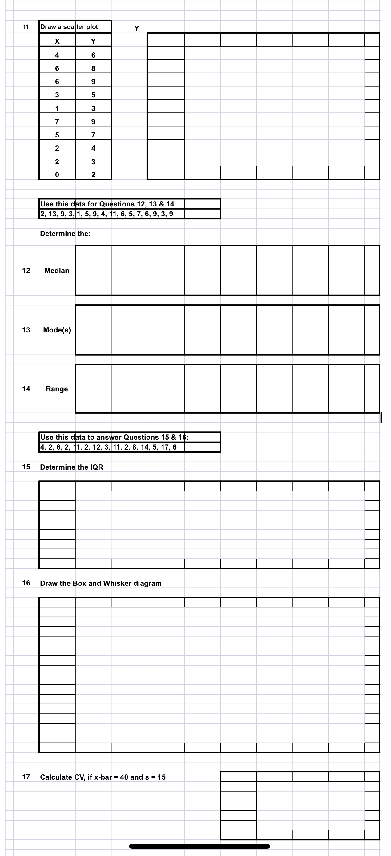 Solved 11 ﻿\table[[Draw a scatter plot,],[x,Y | Chegg.com