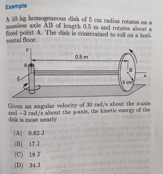 Solved Example A 10 kg homogeneous disk of 5 cm radius | Chegg.com