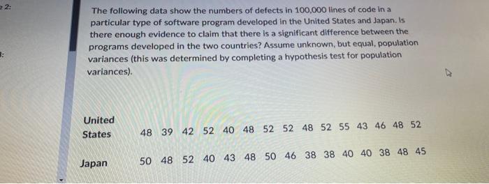 Solved The following data show the numbers of defects in | Chegg.com