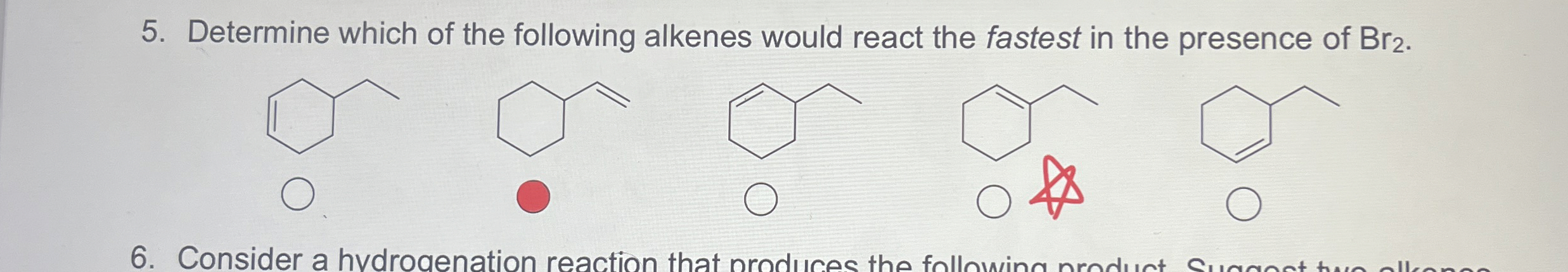 Solved Determine which of the following alkenes would react | Chegg.com