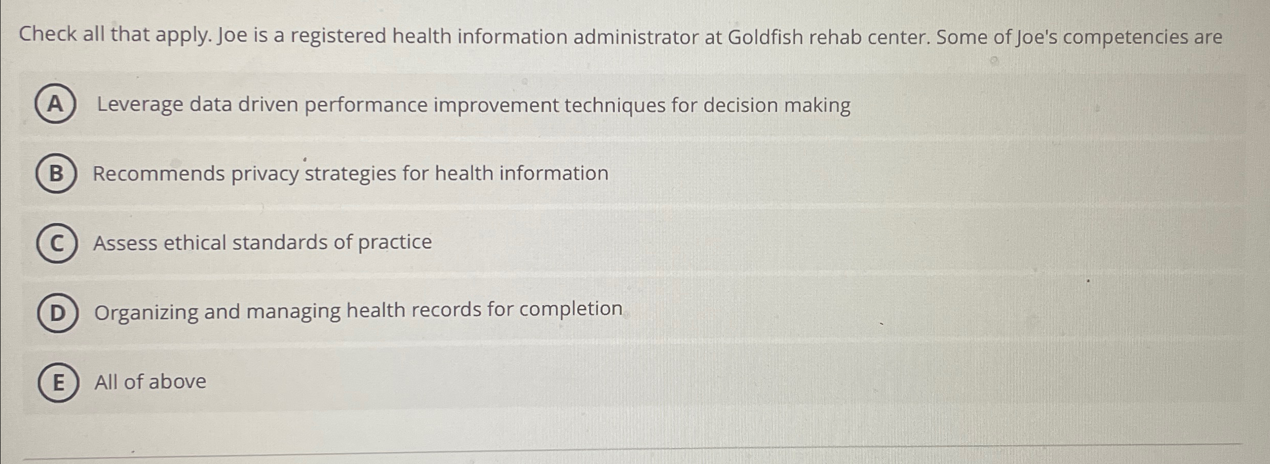 Solved Check all that apply. Joe is a registered health | Chegg.com