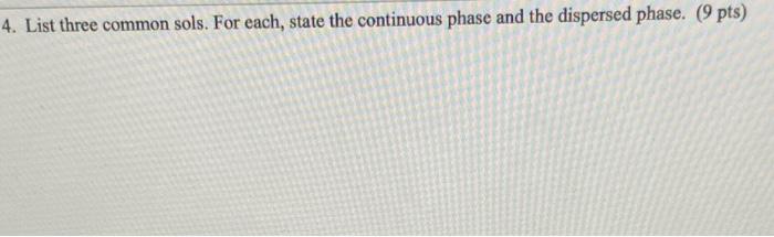 Solved 4. List three common sols. For each, state the | Chegg.com