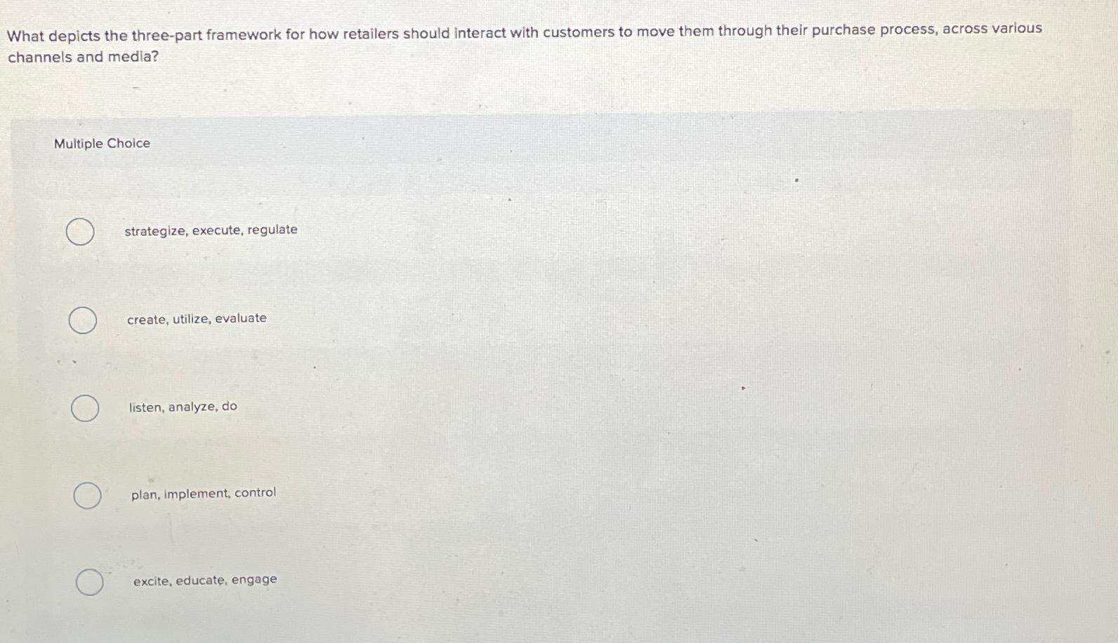 Solved What depicts the three-part framework for how | Chegg.com