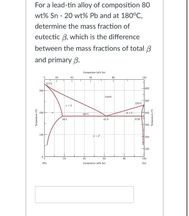 Solved For a lead-tin alloy of composition 80 wt\% Sn - | Chegg.com