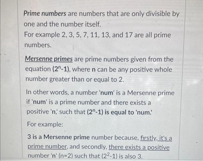 Solved Prime numbers are numbers that are only divisible by | Chegg.com