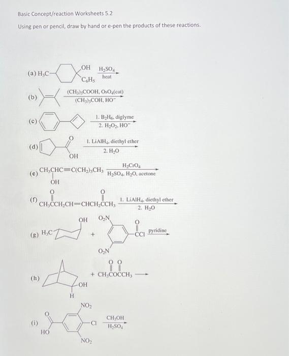 Solved Basic Concept/reaction Worksheets 5.2 Using pen or | Chegg.com