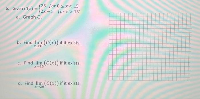 Solved Given C(x)={25 for 0≤x 15 a. Graph C. b. | Chegg.com