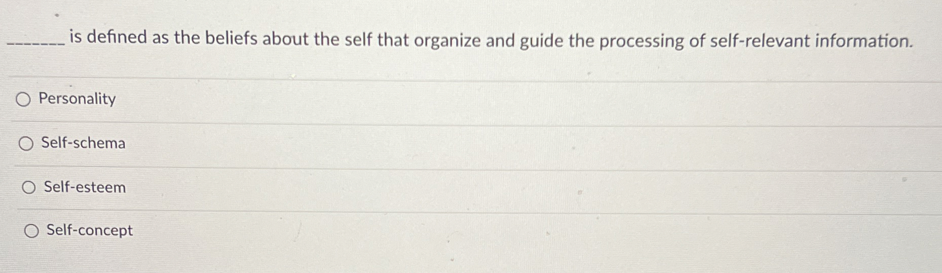 Solved is defined as the beliefs about the self that | Chegg.com