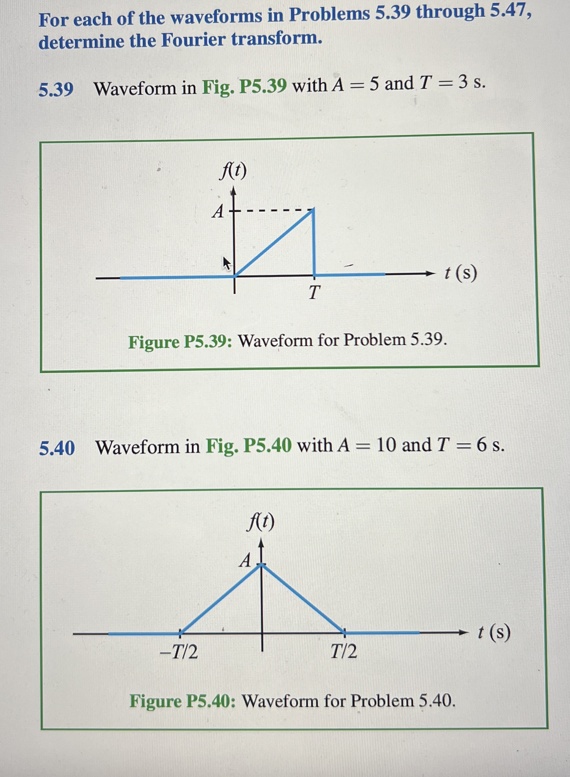 Solved Only solved 5.40!!!For each of the waveforms in | Chegg.com