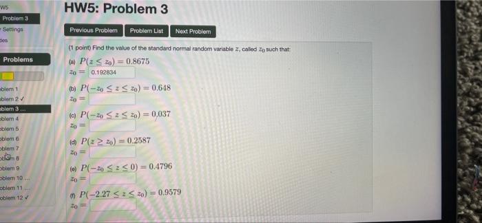 Solved WS Problem 3 Settings Jos HW5: Problem 3 Previous | Chegg.com