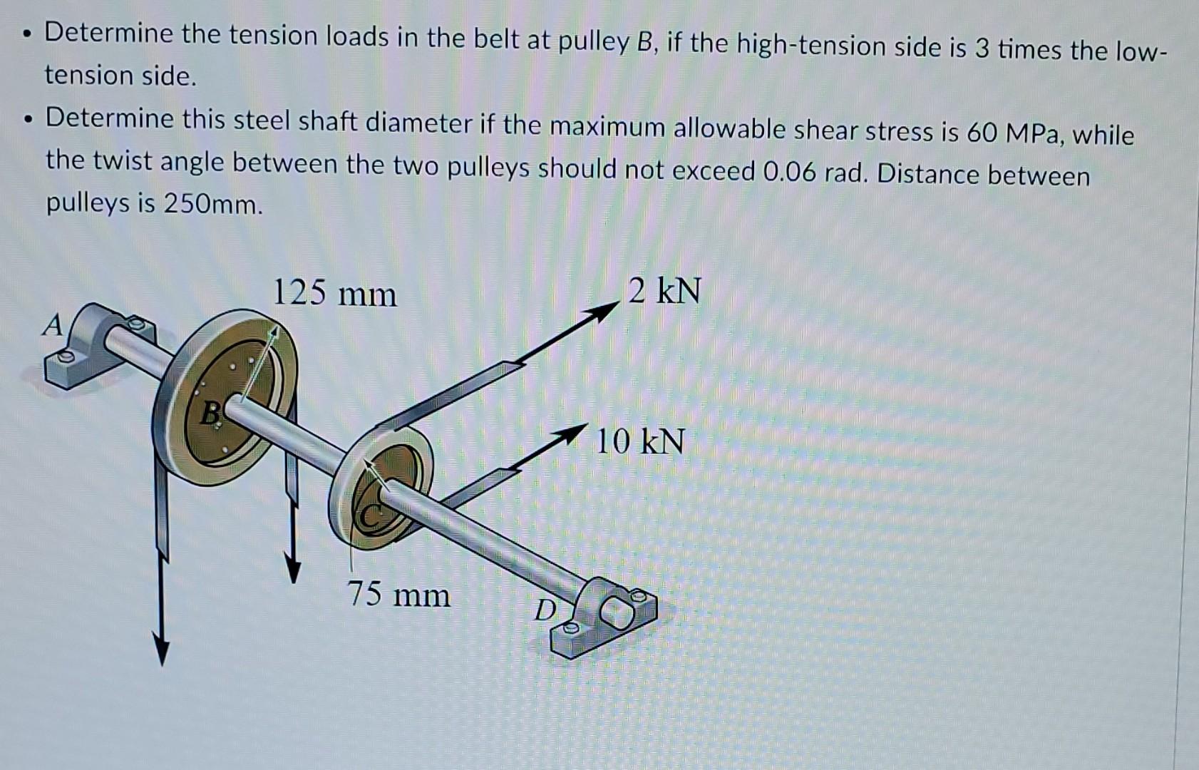 Solved - Determine the tension loads in the belt at pulley | Chegg.com