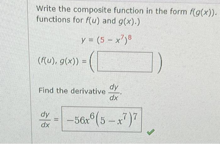 Solved Write the composite function in the form f(g(x)). | Chegg.com