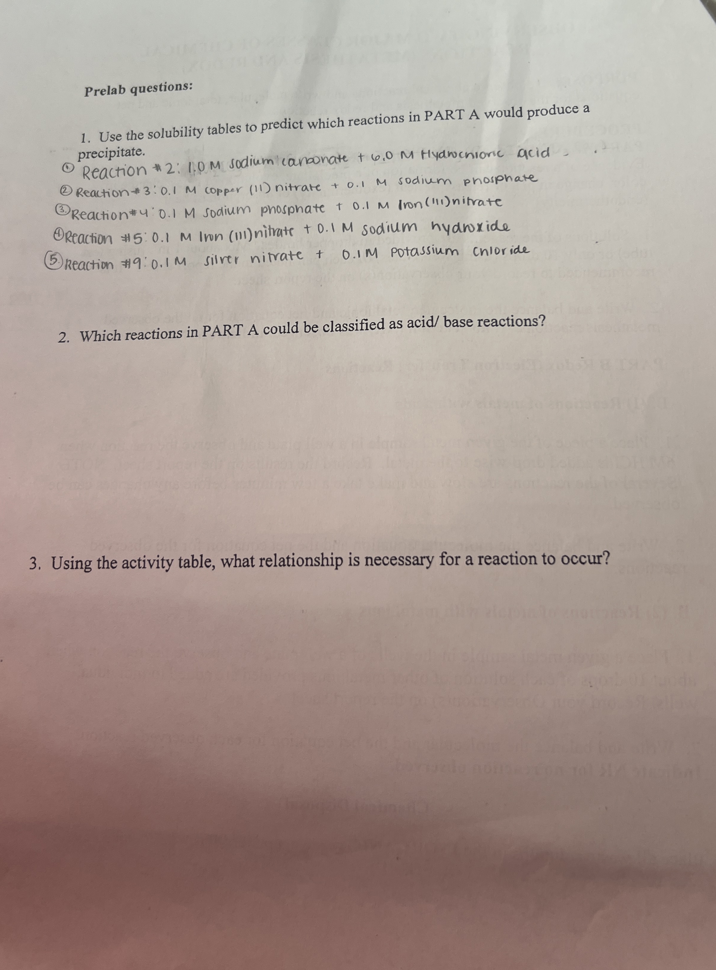 Solved Prelab questions:1. ﻿Use the solubility tables to | Chegg.com