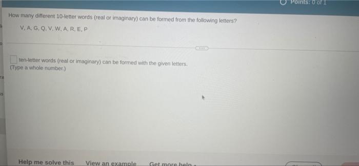 Solved Points! How many different 10-letter words (reat or | Chegg.com