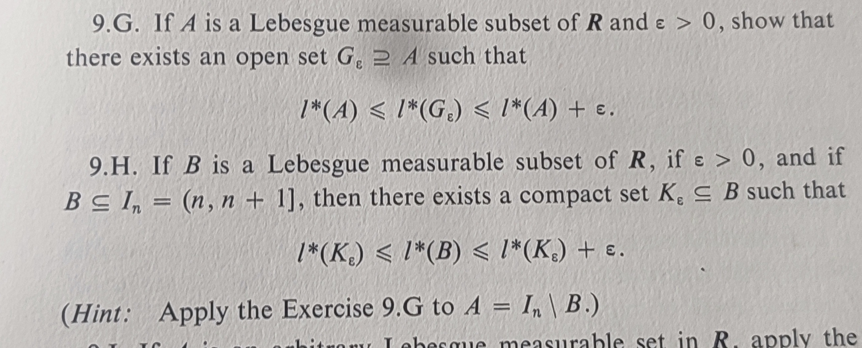 Solved 9 G if A is A Lebesgue Measurable Subset Of R and