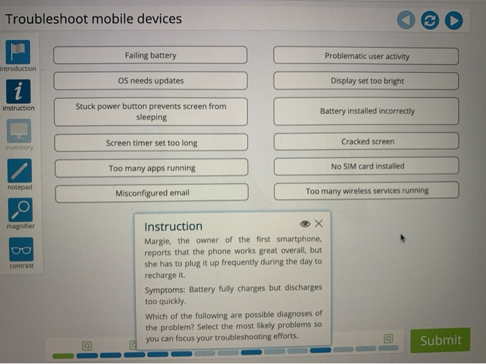 Solved Troubleshoot mobile devices CR Failing battery | Chegg.com