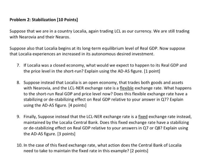 Problem 2: Stabilization (10 Points) Suppose that we | Chegg.com