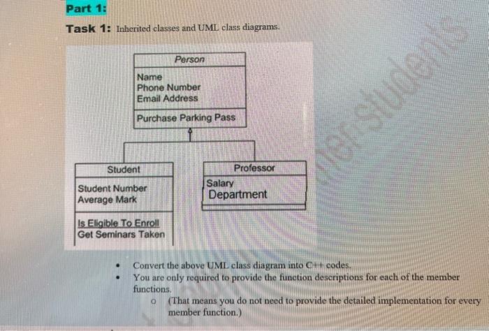 Solved Task 1: Inherited classes and UML class diagrams. - | Chegg.com Solved Task 1: Inherited classes and UML class diagrams. - | Chegg.com
