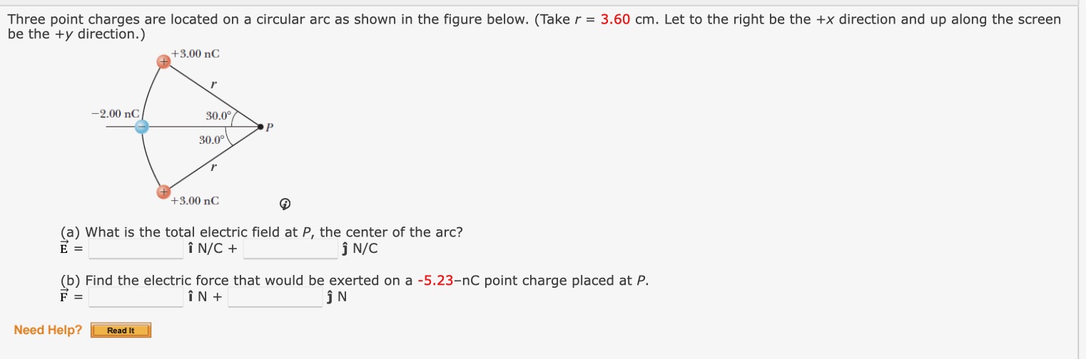 Solved Three point charges are located on a circular arc as | Chegg.com