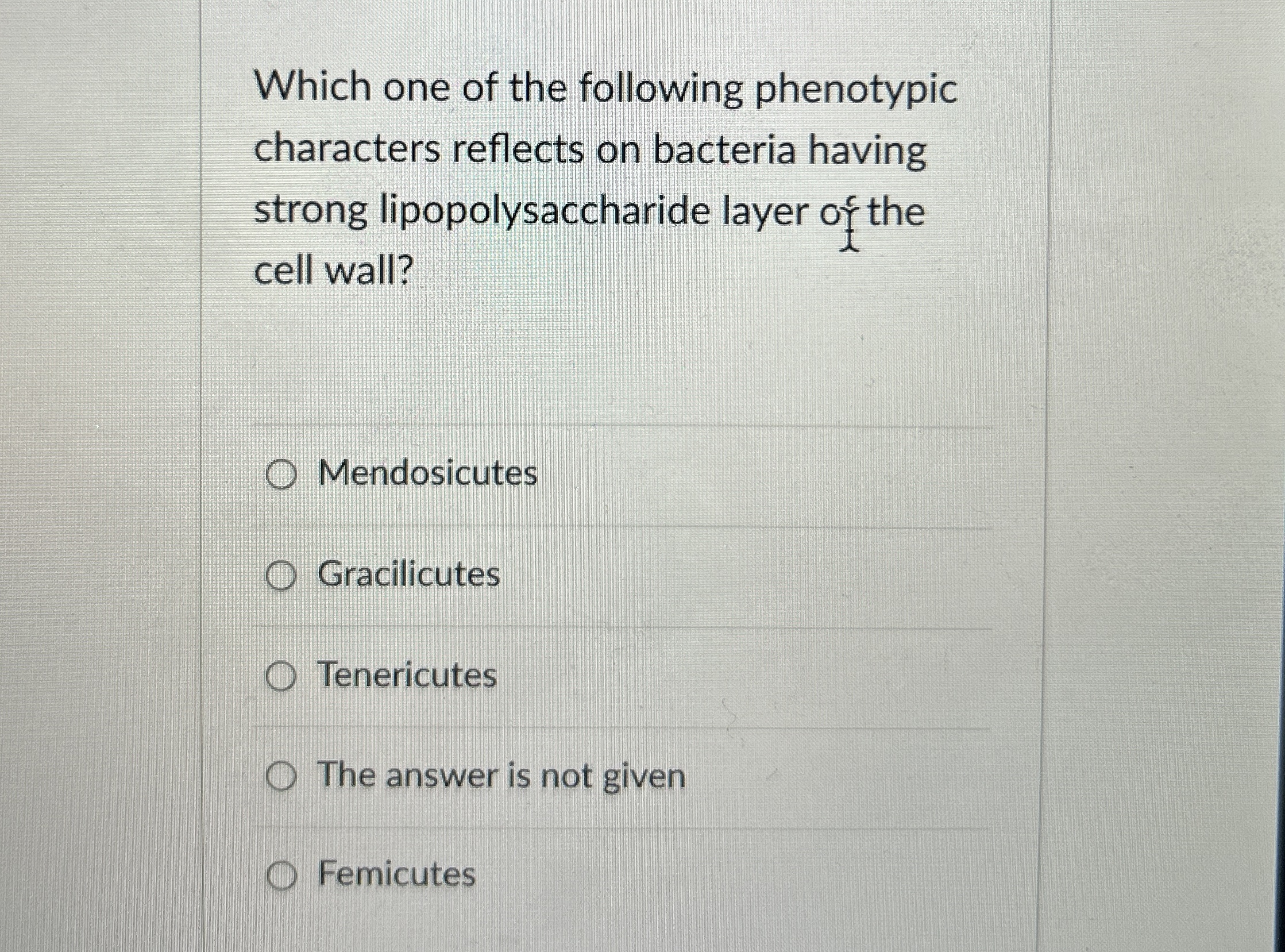 Solved Which one of the following phenotypic characters | Chegg.com