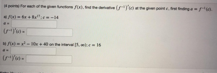 Solved (4 points) For each of the given functions f(x), find | Chegg.com
