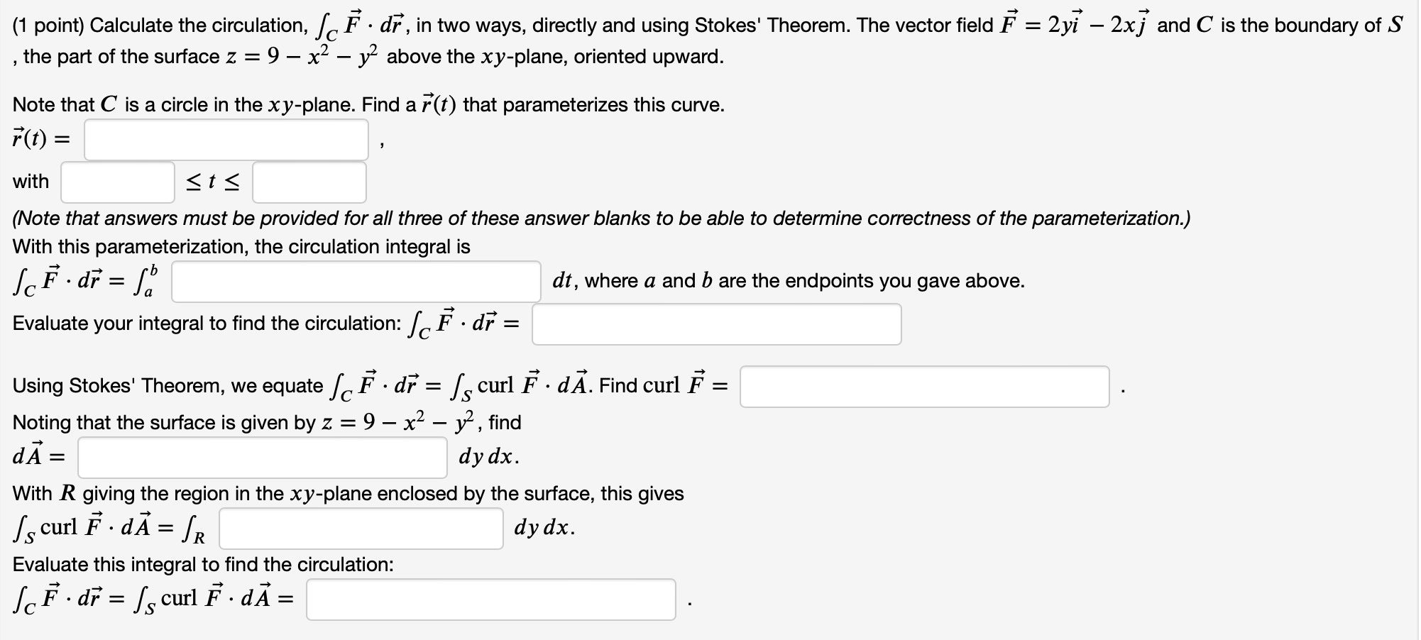 Solved (1 ﻿point) ﻿Calculate the circulation, | Chegg.com