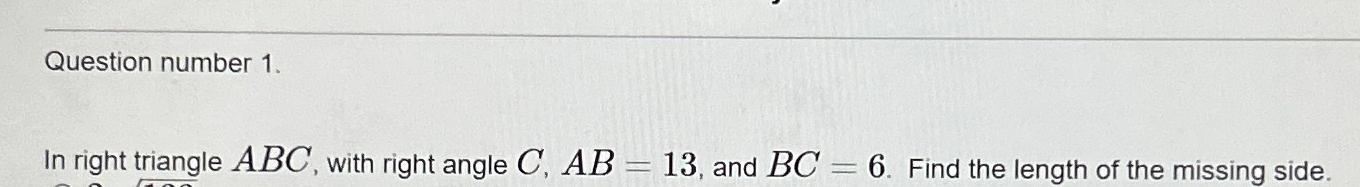 Solved Question number 1.In right triangle ABC, with right | Chegg.com