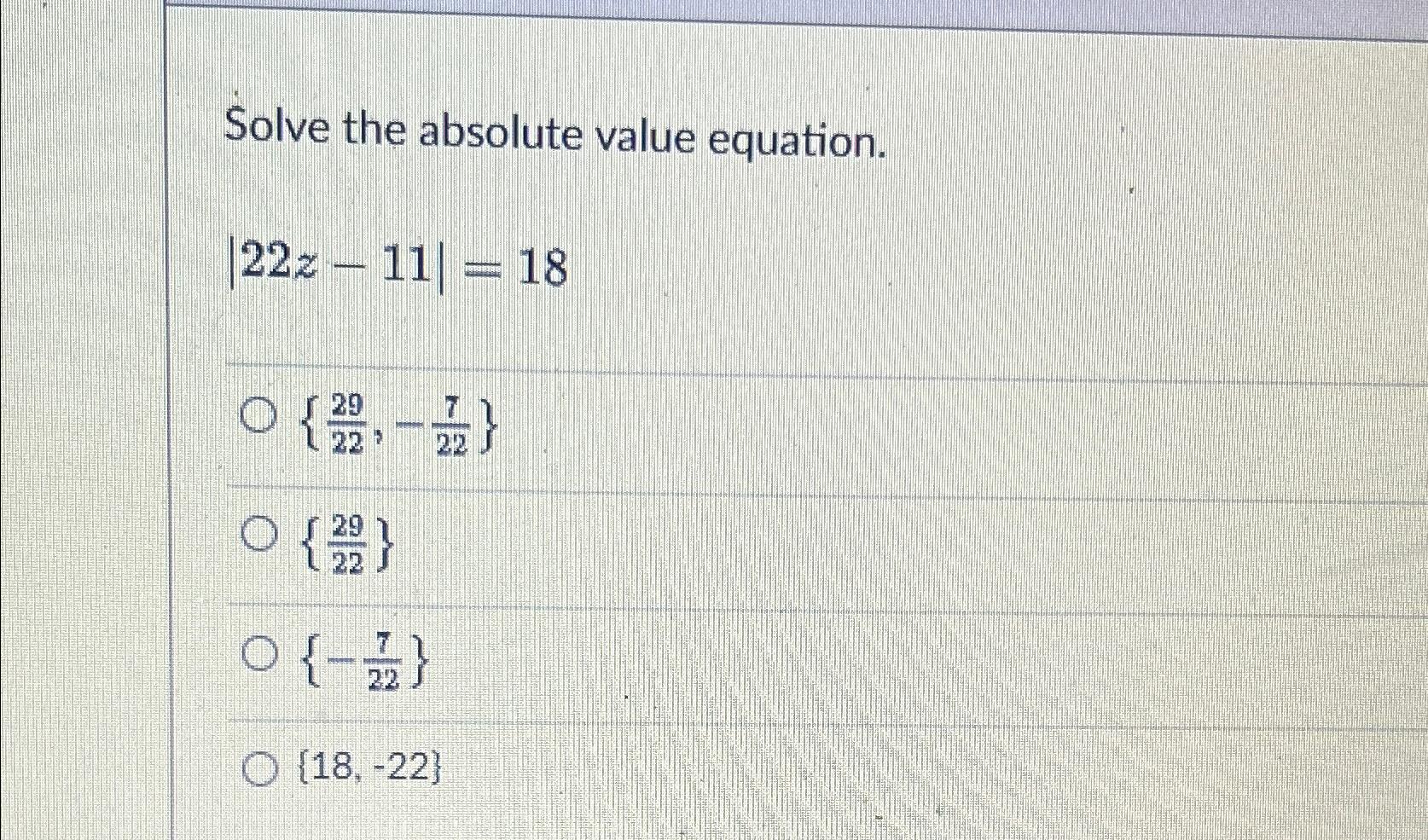 Solved Solve The Absolute Value