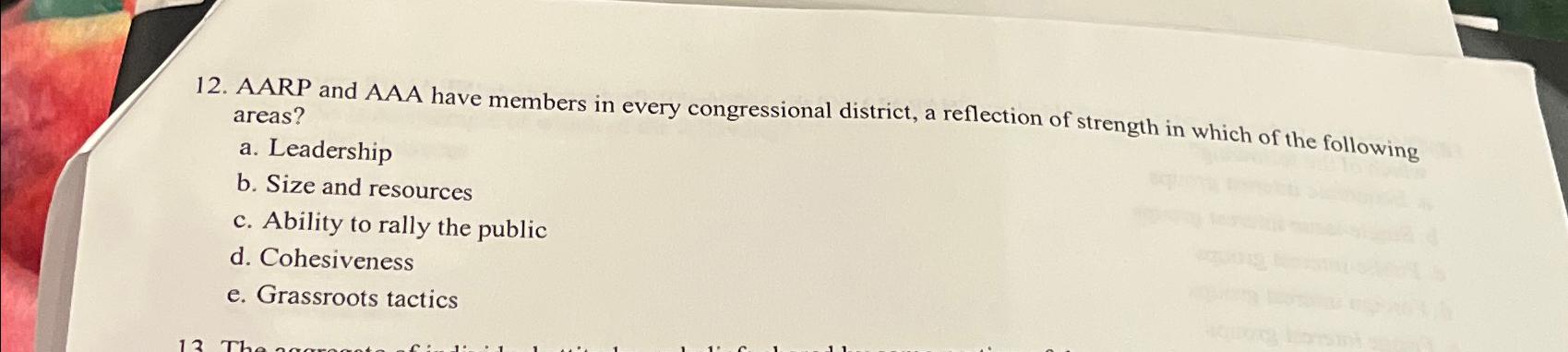 Solved AARP and AAA have members in every congressional | Chegg.com